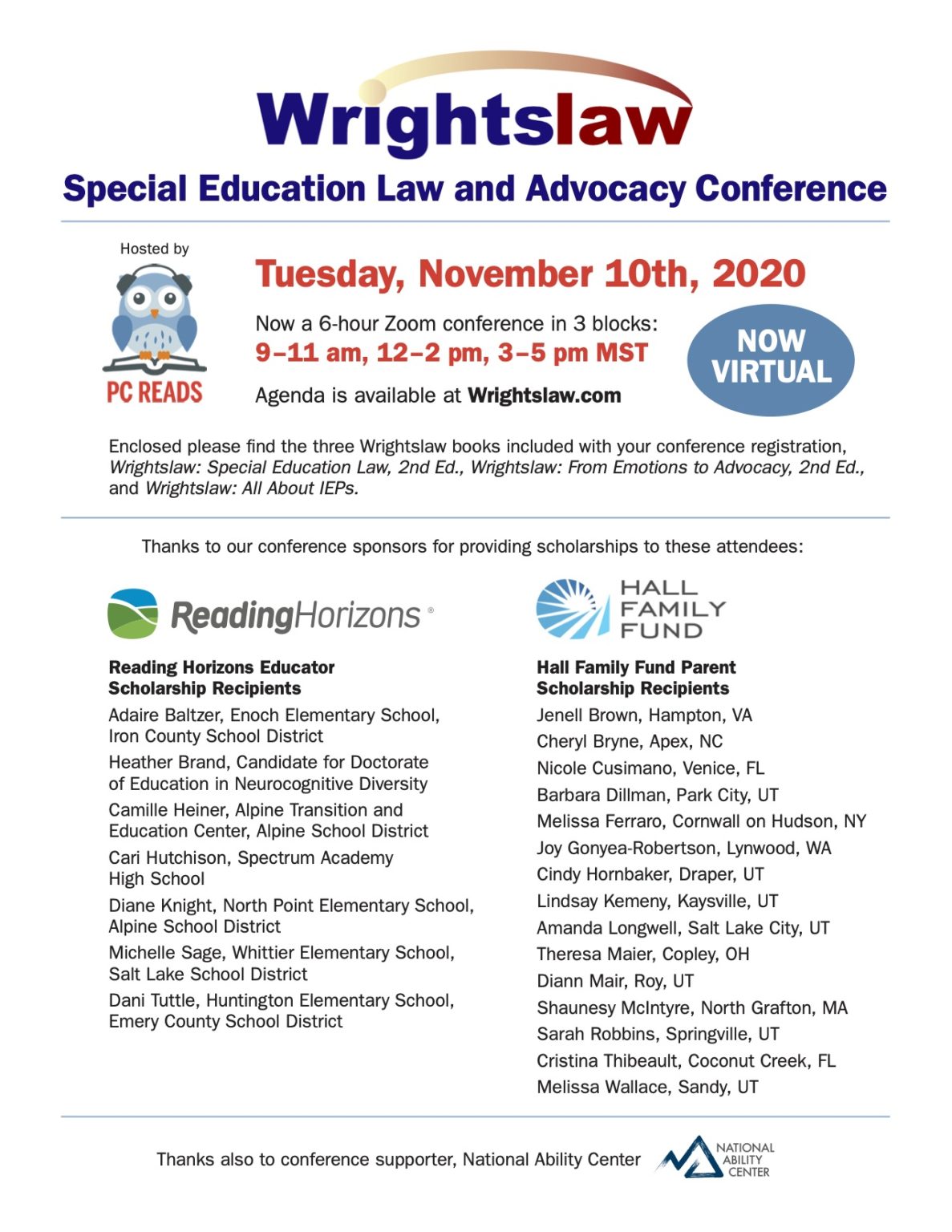 Wrightslaw Conference (Now Virtual!) - Park City Reads